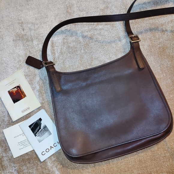 Coach | Bags | Coach 934 Vintage Dark Brown Leather Slim Hippie Flap ...